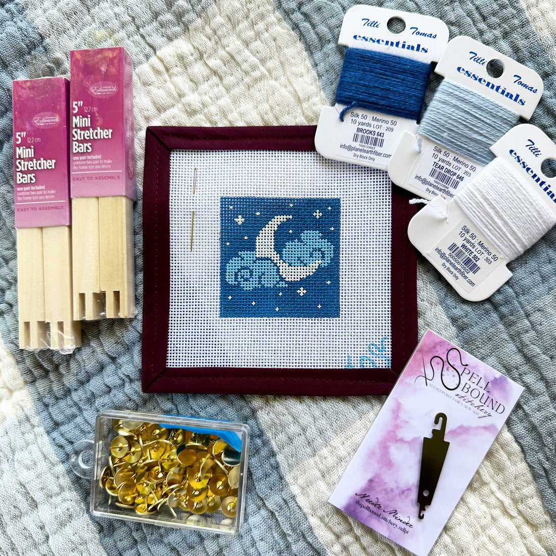 Crescent Moon Mini Needlepoint Kit – Spellbound Stitchery