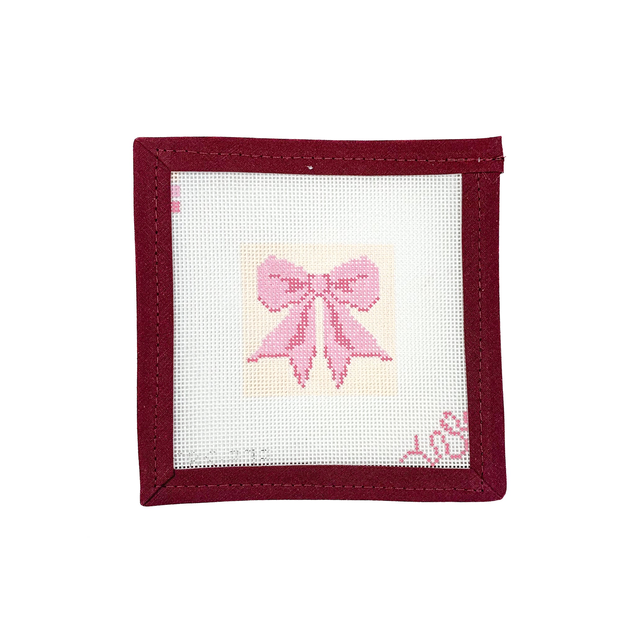 Mini Bow in Pink Needlepoint Canvas – Spellbound Stitchery