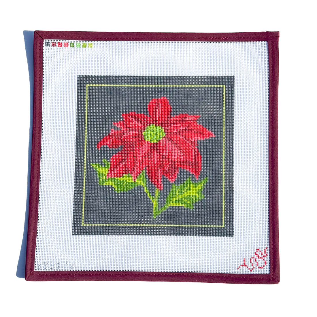 Dark Floral Poinsettia Needlepoint Canvas – Spellbound Stitchery