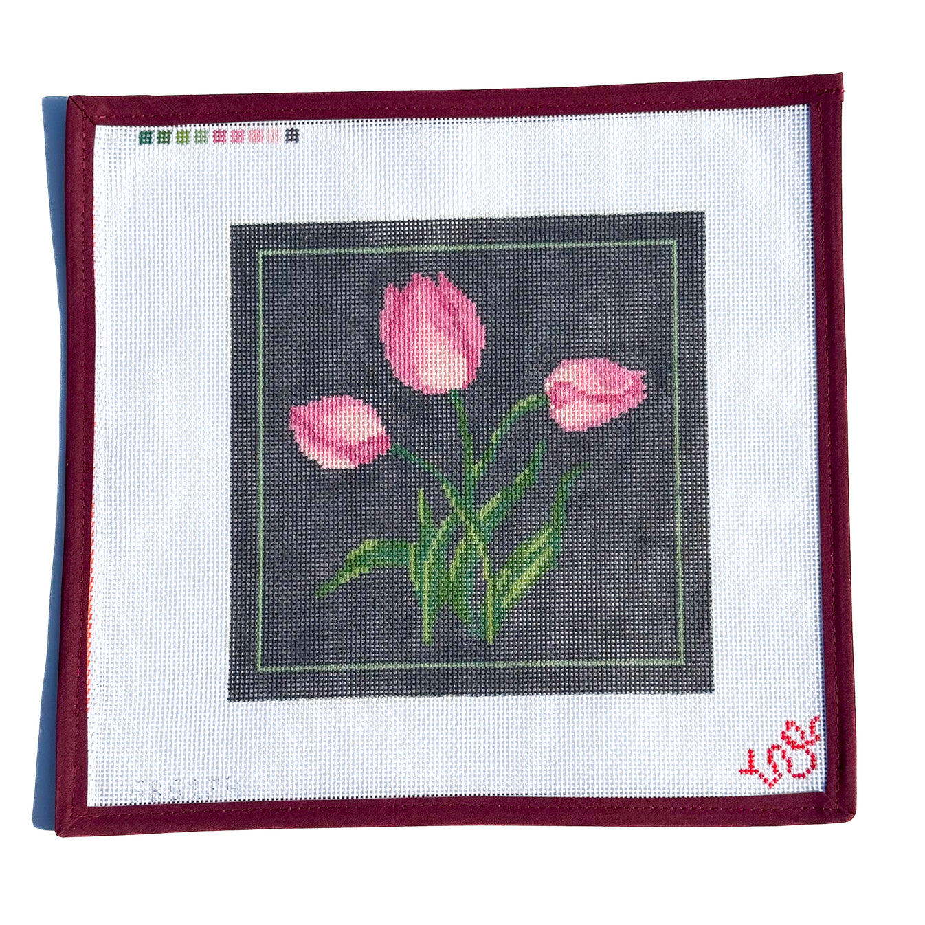 Dark Floral Tulip Needlepoint Canvas – Spellbound Stitchery