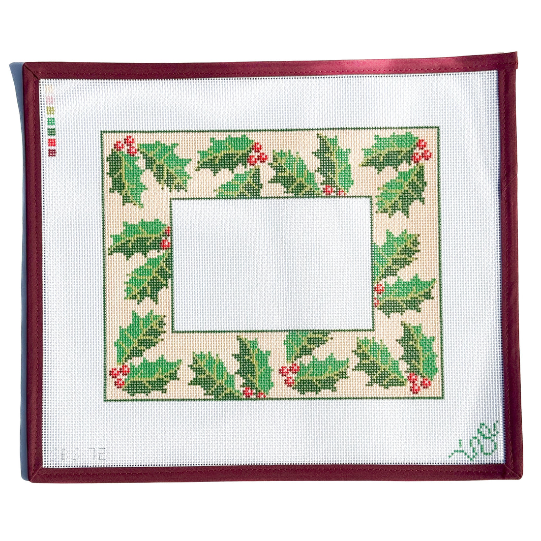 Holly Frame Needlepoint Canvas – Spellbound Stitchery