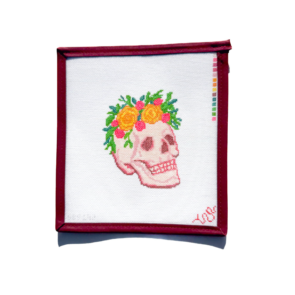 Floral Skull Needlepoint Canvas – Spellbound Stitchery