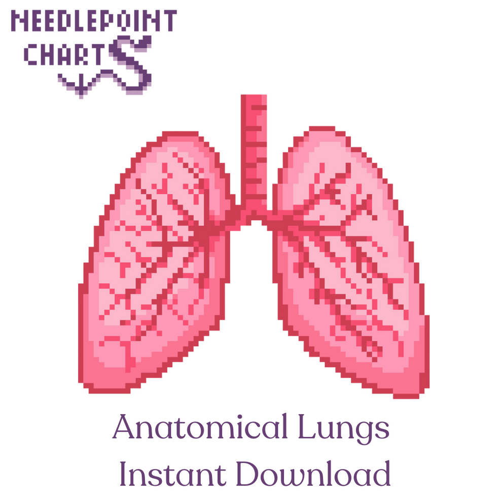 Anatomical Lungs Chart for Needlepoint or Cross Stitch - Instant Downl ...