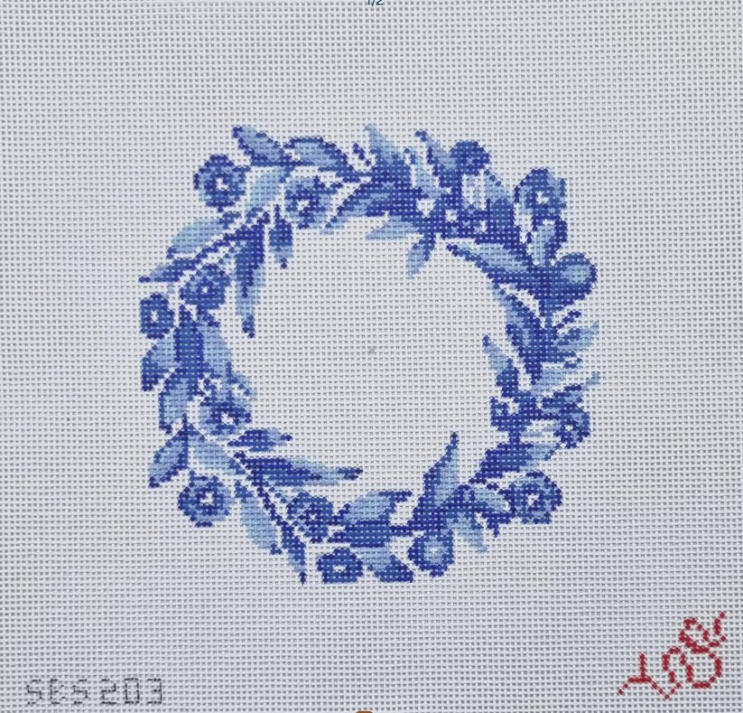 Maryfrances Carter Floral Wreath Needlepoint Canvas – Spellbound Stitchery