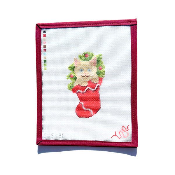Kitten in a Stocking Needlepoint Canvas – Spellbound Stitchery