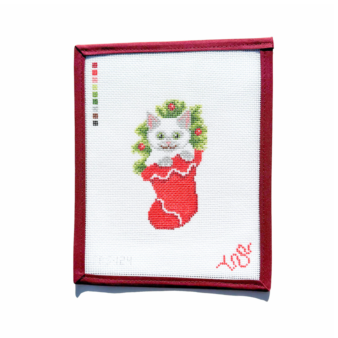 Kitten in a Stocking Needlepoint Canvas – Spellbound Stitchery